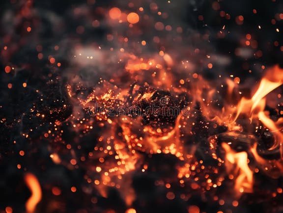 Fire, Embers and Flying Sparks Stock Image - Image of fire, fiery ...