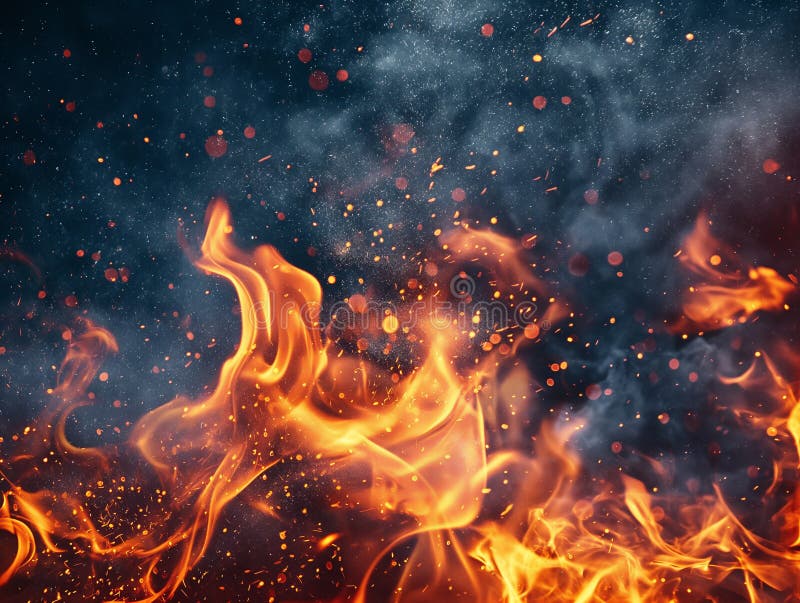 Fire, Embers and Flying Sparks Stock Photo - Image of heat, fiery ...
