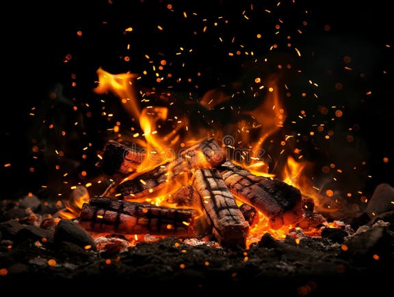 Fire, Embers and Flying Sparks Stock Image - Image of glow, flying ...