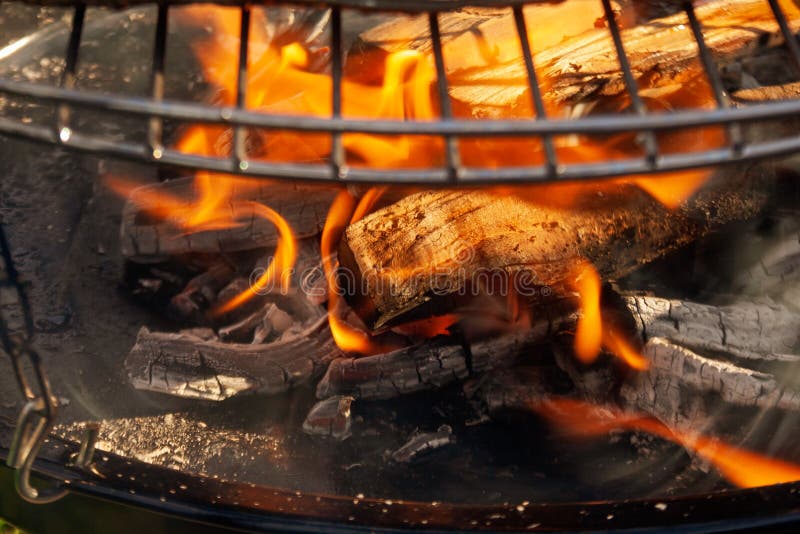 Fire and Embers on the Grill. Natural Background of Fire Stock Photo ...