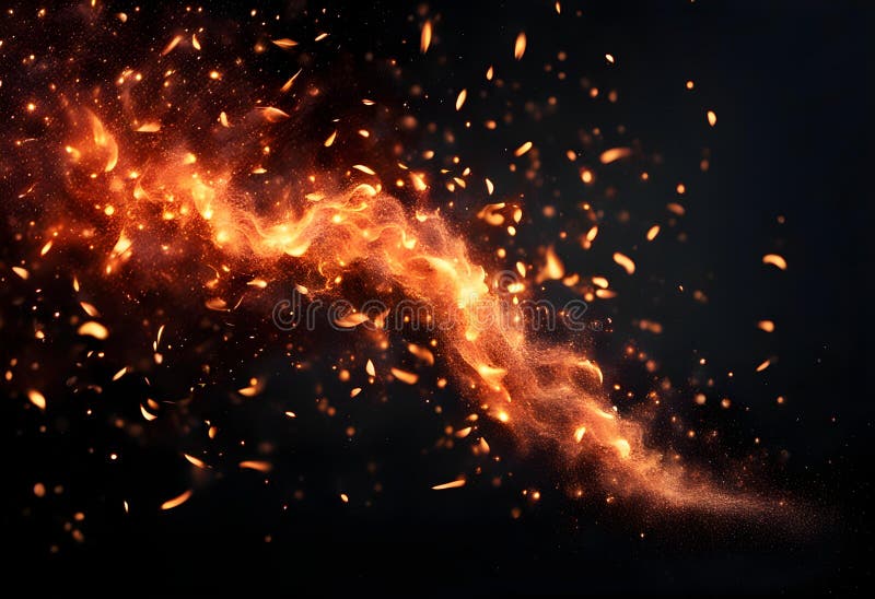 Fire Embers Particles Over Black Stock Illustration - Illustration of ...