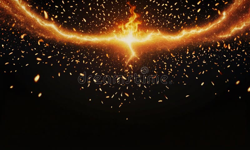 Fire Embers Particles Over Black Background. Fire Sparks Background ...