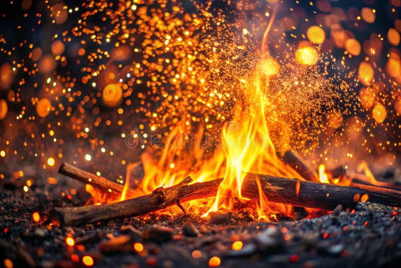 Fire Embers and Sparks Over Dark Background Stock Illustration ...