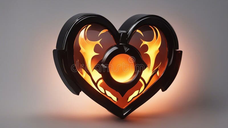A Fire Emblem Heart with a Black and Orange Color Scheme and a ...
