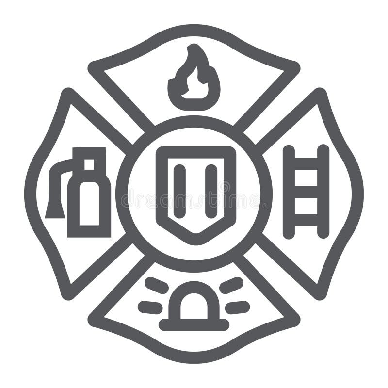 Fire Emblem Line and Glyph Icon, Symbol and Firefighter, Fire Badge ...