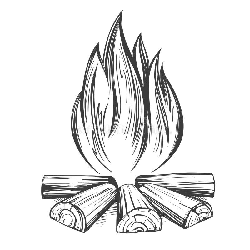 Fire. Sketch By Hand. Pencil Drawing By Hand. Vector Image. The Image ...