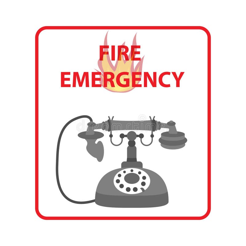 Vintage Telephone with the Text Fire Emergency and a Flame Stock ...