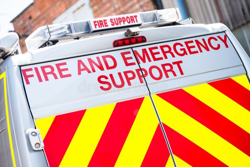 Fire and Emergency Support Vehicle Sign. Stock Image - Image of ...