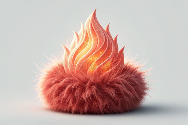 Fire Emoji Transform into a Soft, 3D Fluffy Fire. the Shape is Fully ...