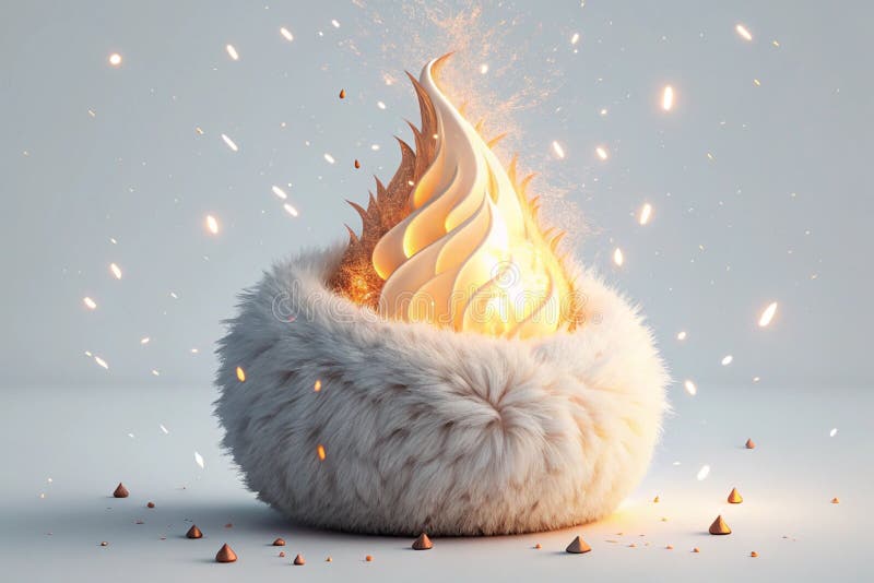 Fire Emoji Transform into a Soft, 3D Fluffy Fire. the Shape is Fully ...