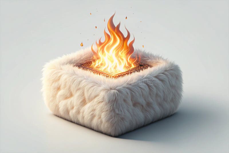 Fire Emoji Transform into a Soft, 3D Fluffy Fire. the Shape is Fully ...