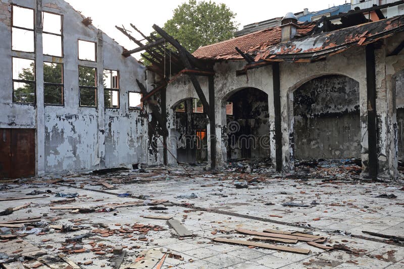Damaged Building stock photo. Image of disaster, burn - 134596192