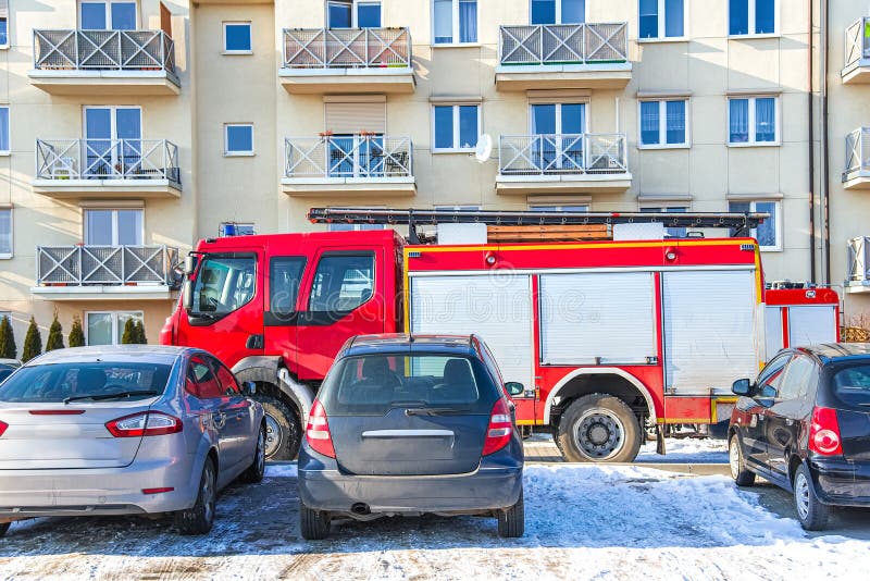 Fire Engine in a Big City , Quick Rescue Stock Image - Image of call ...