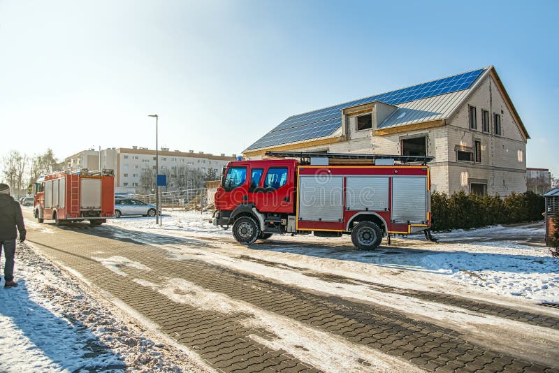 Fire Engine in a Big City , Quick Rescue Stock Image - Image of ...