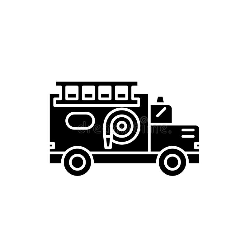 Fire Engine Line Icon Concept. Fire Engine Flat Vector Symbol, Sign ...