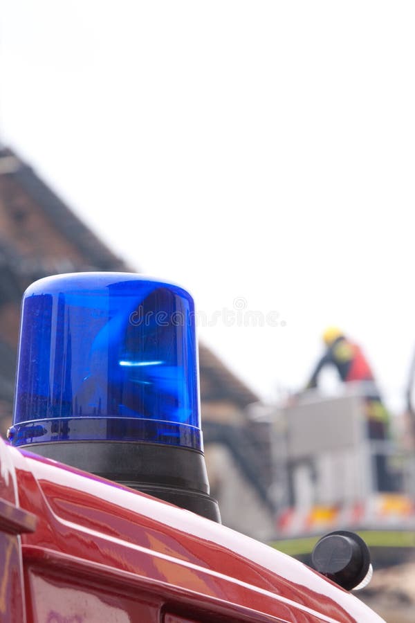 Fire Engine Blue Flashing Light Stock Photo - Image of engine ...