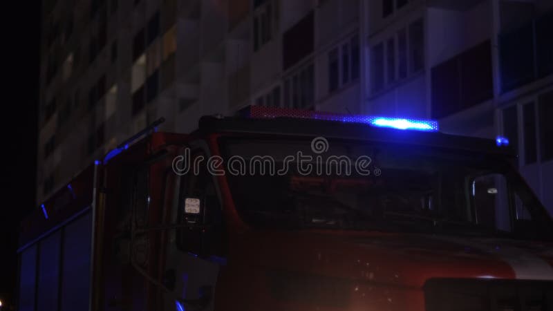 Blue Lights and Sirens on a Firetruck at Night Stock Video - Video of ...