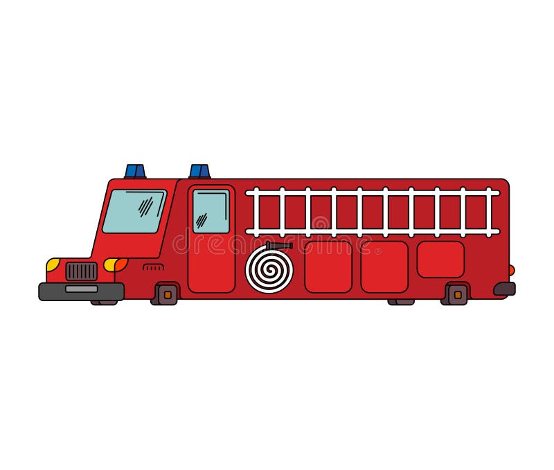 Fire Engine Car Cartoon Style. Big Red Car Vector Illustration Stock ...