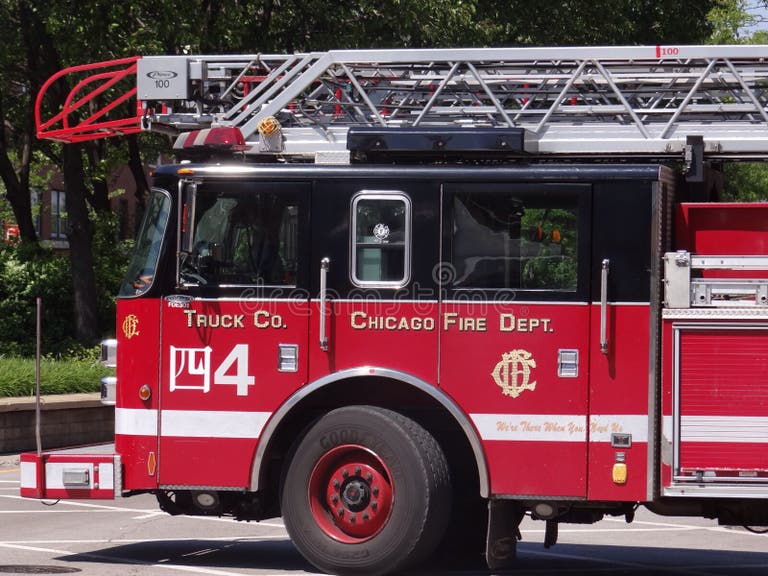 Fire Engine in Chicago editorial photo. Image of ladder - 55152306