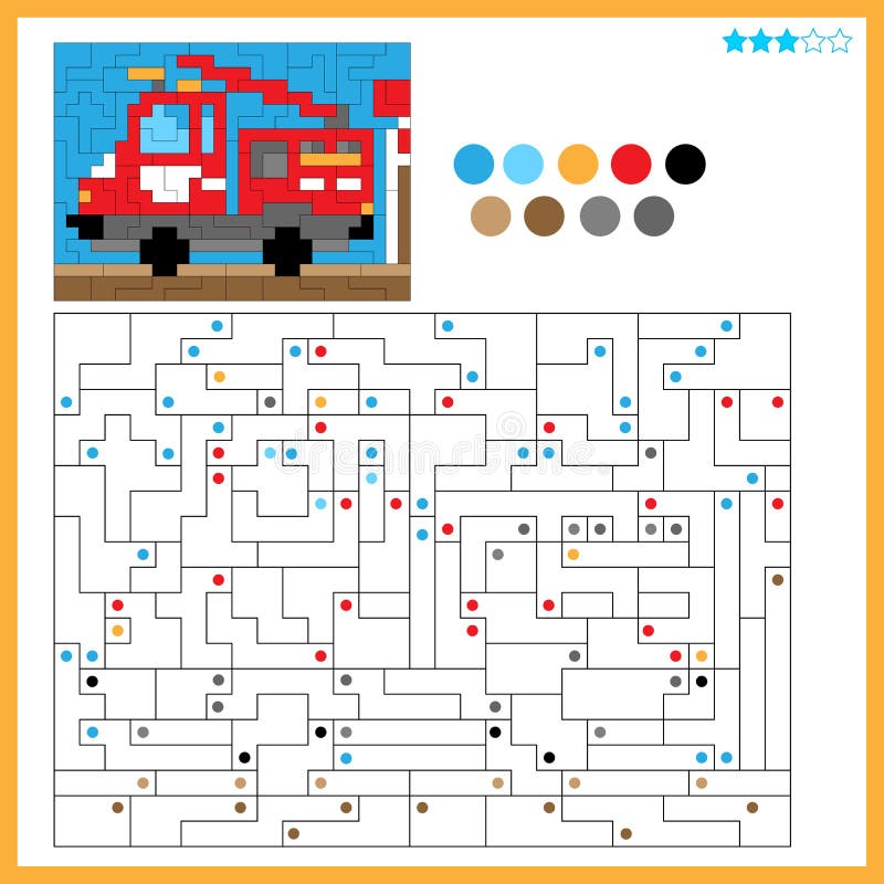 Fire Engine. Color by Numbers. Coloring Book for Kids Stock Vector ...