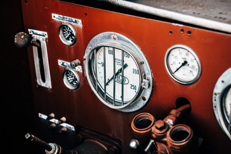 Fire Engine Control Panel editorial stock photo. Image of rust - 156479318