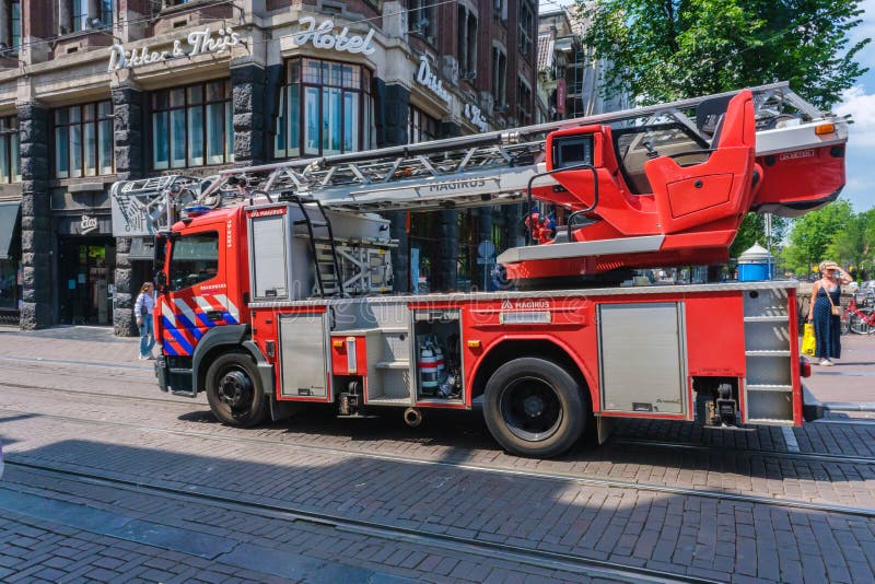 Fire Engine Driving in Amsterdam Editorial Photography - Image of dutch ...