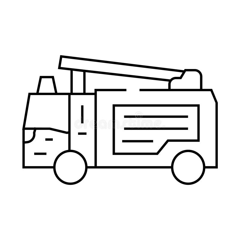 Fire Engine Emergency Line Icon Vector Illustration Stock Vector ...