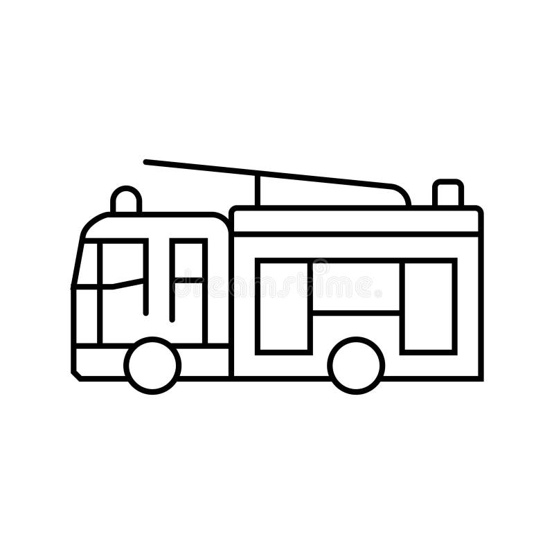 Fire Engine Emergency Line Icon Vector Illustration Stock Vector ...