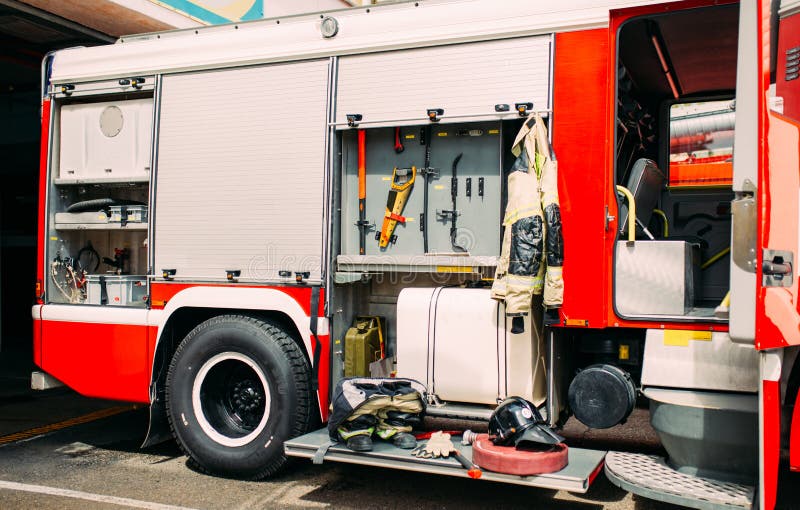 Fire Engine with Equipment Stay in the Fire Department and Ready for ...