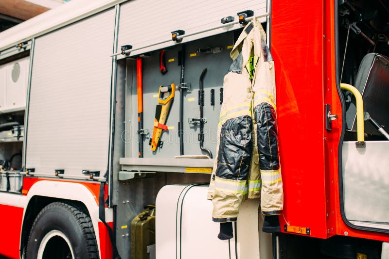 Fire Engine with Equipment Stay in the Fire Department and Ready for ...