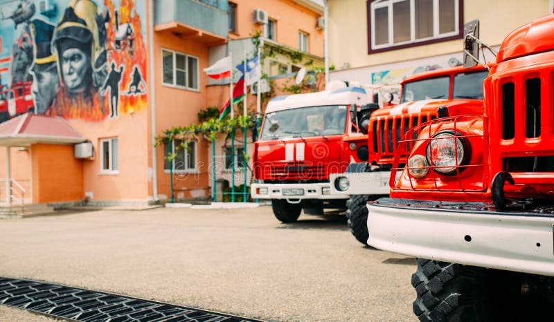 Fire Engine with Equipment Stay in the Fire Department and Ready for ...