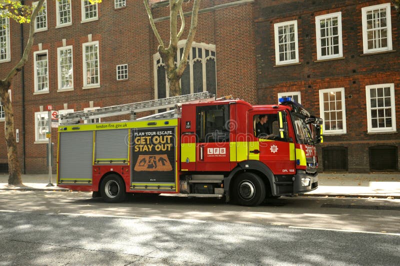 Fire Engine and Firefighters Called for an Intervention , London ...