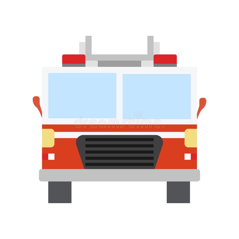 Fire Engine Front View Outline Isolated on White Background. Coloring ...