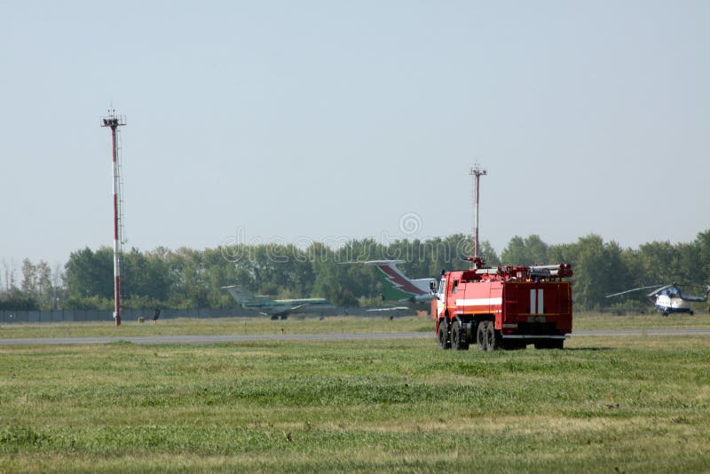 Fire Engine on the Flying Field of an Airport Editorial Stock Image ...