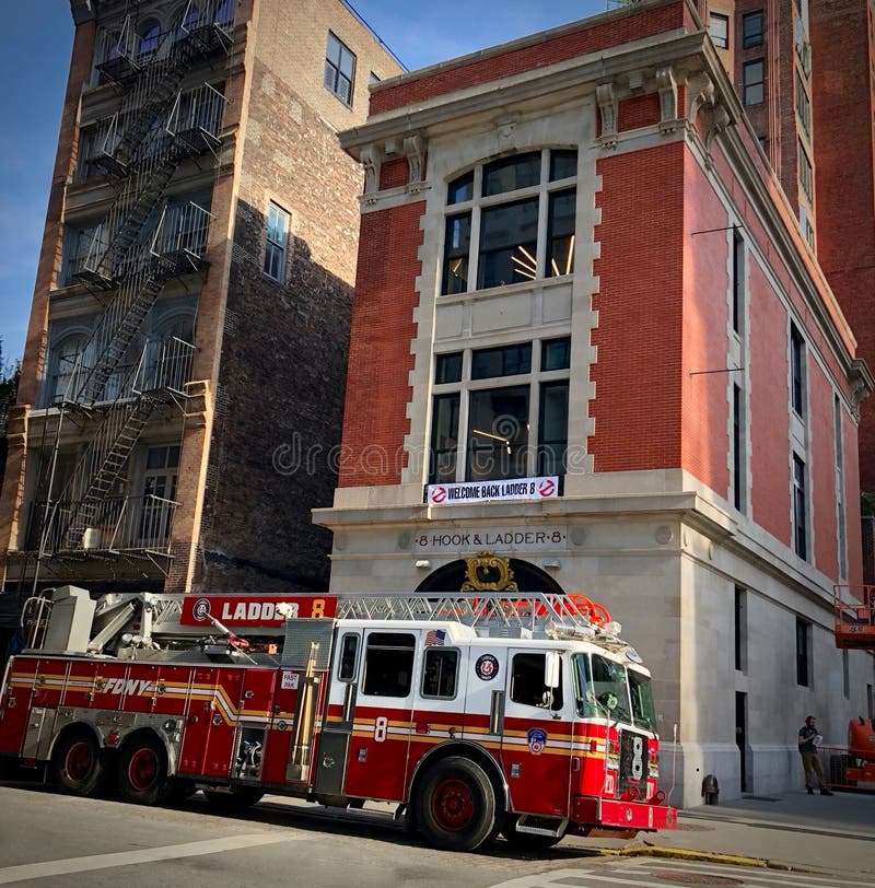 Fire Engine in Front of Hook & Ladder 8 Firehouse Editorial Stock Image ...