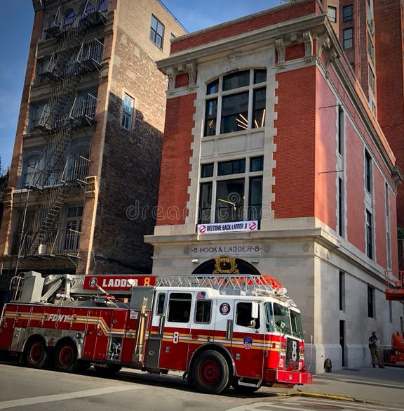 Fire Engine in Front of Hook & Ladder 8 Firehouse Editorial Stock Image ...