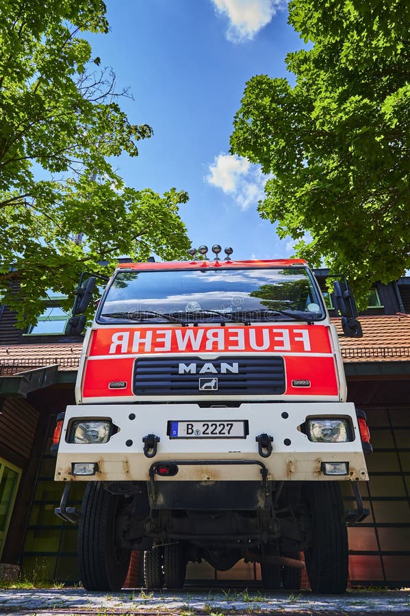 A Fire Engine in Front of a Fire Station of the Berlin Volunteer Fire ...