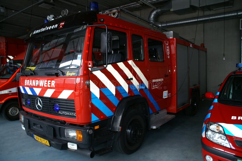 Fire Engine Inside Dutch Fire Station, Brandweer, Nederlands Editorial ...