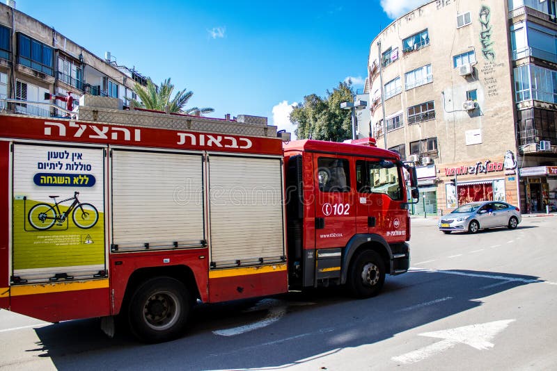 Fire engine in Israel editorial image. Image of fireman - 246975560