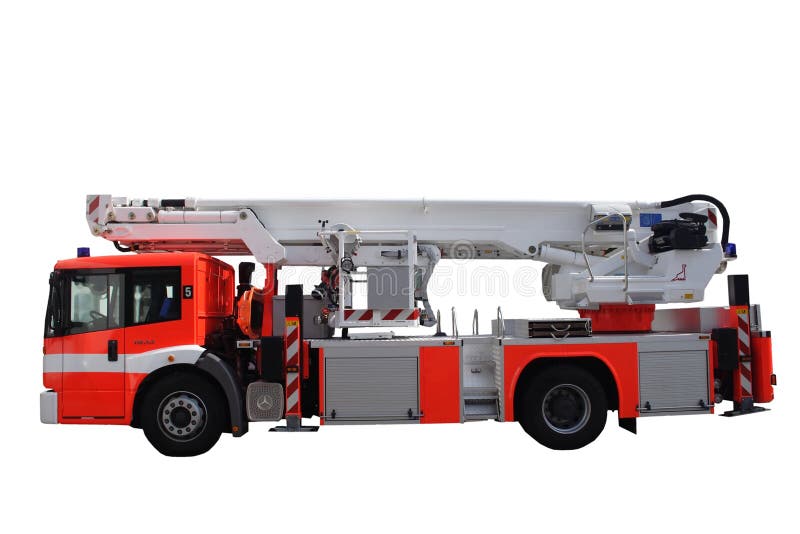 Emergency Fire Engine Truck with Extended Ladder Stock Image - Image of ...
