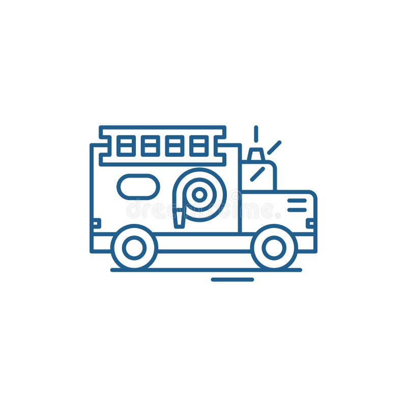 Fire Engine Line Icon Concept. Fire Engine Flat Vector Symbol, Sign ...