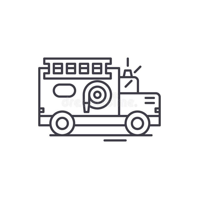 Fire Engine Line Icon Concept. Fire Engine Vector Linear Illustration ...
