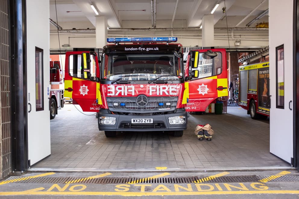 A Fire Engine is Parked Inside a Fire Station. Central London, Uk Editorial Image - Image of ...