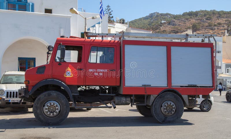 Fire Engine in Pigadia Karpathos Greece Editorial Photography - Image ...