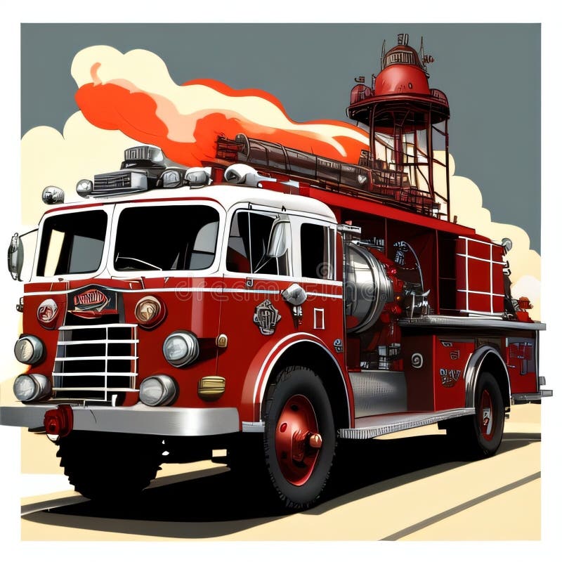 Fire Engine - AI Generated Image Stock Illustration - Illustration of ...