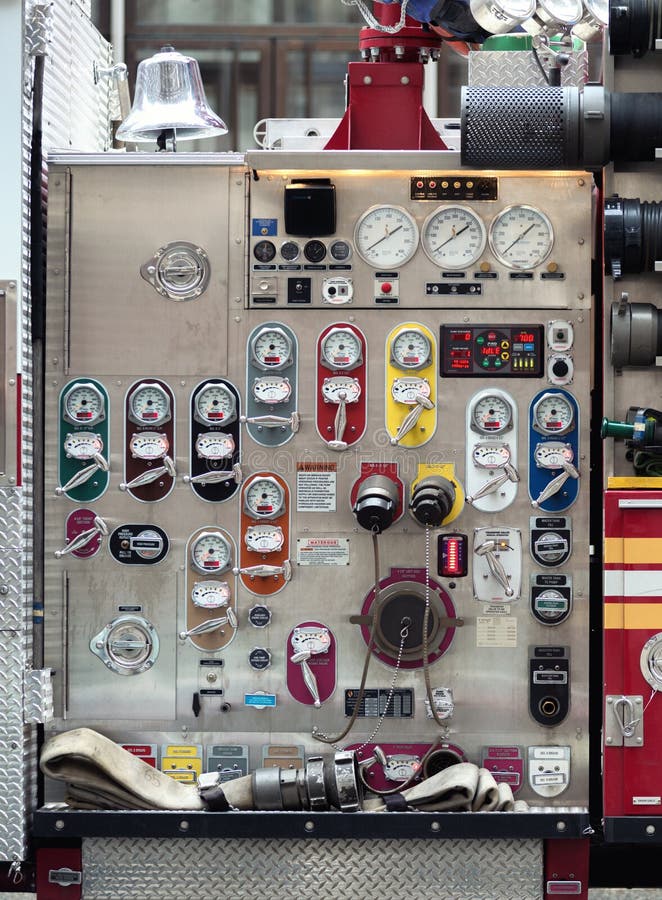 Fire engine side panel. stock photo. Image of dial, hose - 55209014