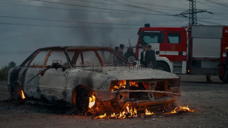 Fire Engine Trucks Convoy Rescue Team Operation Localization of Fire ...