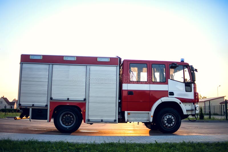 Fire Engine Stay in the Fire Department and Ready for Challenge Stock ...