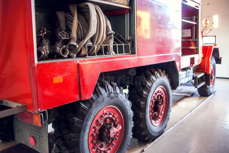 Fire Engine Stay in the Fire Department and Ready for Challenge Stock ...