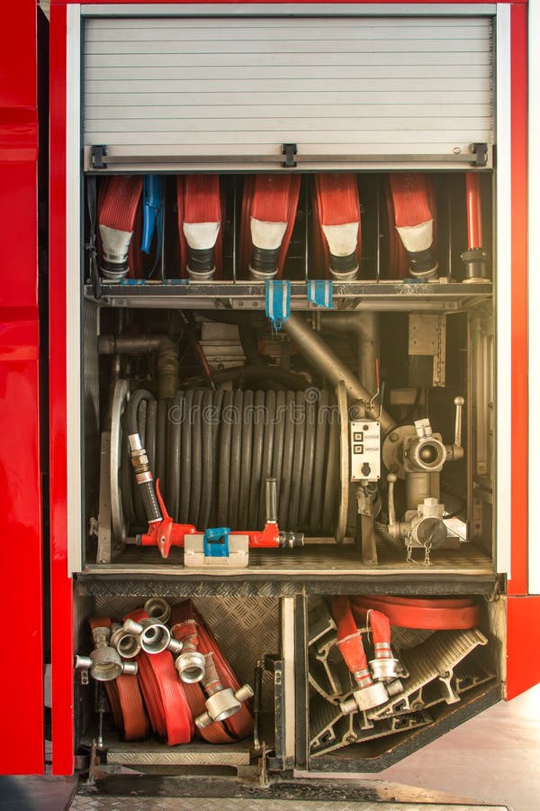 Fire Engine Truck with Lot of Rescue Equipment Stock Photo - Image of ...